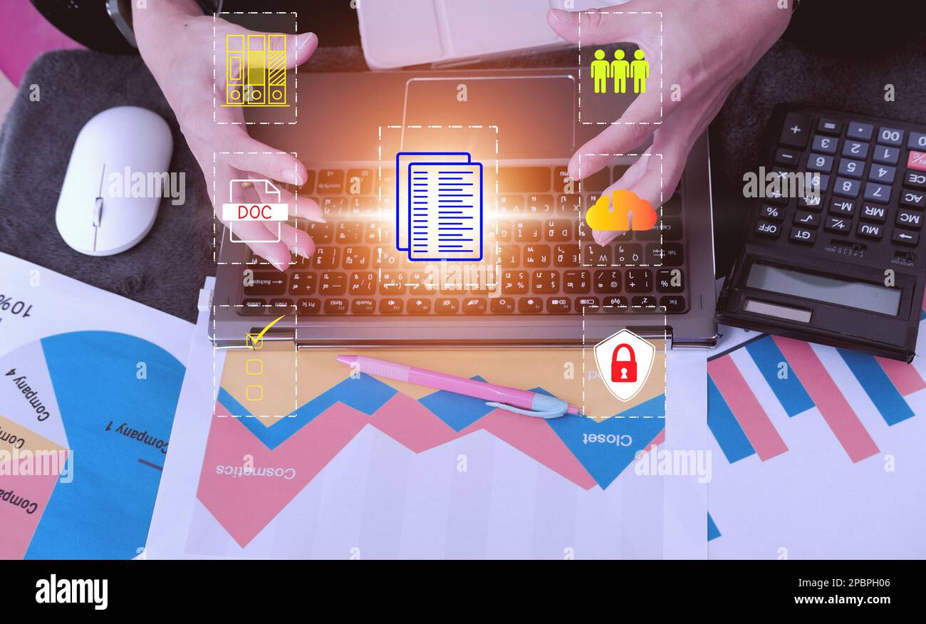 Concept : Document management system , folder and document icon ...