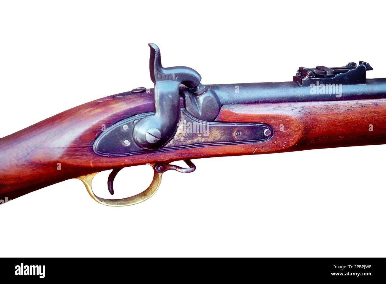 Retro American shock rifle made before the civil war, close-up ...