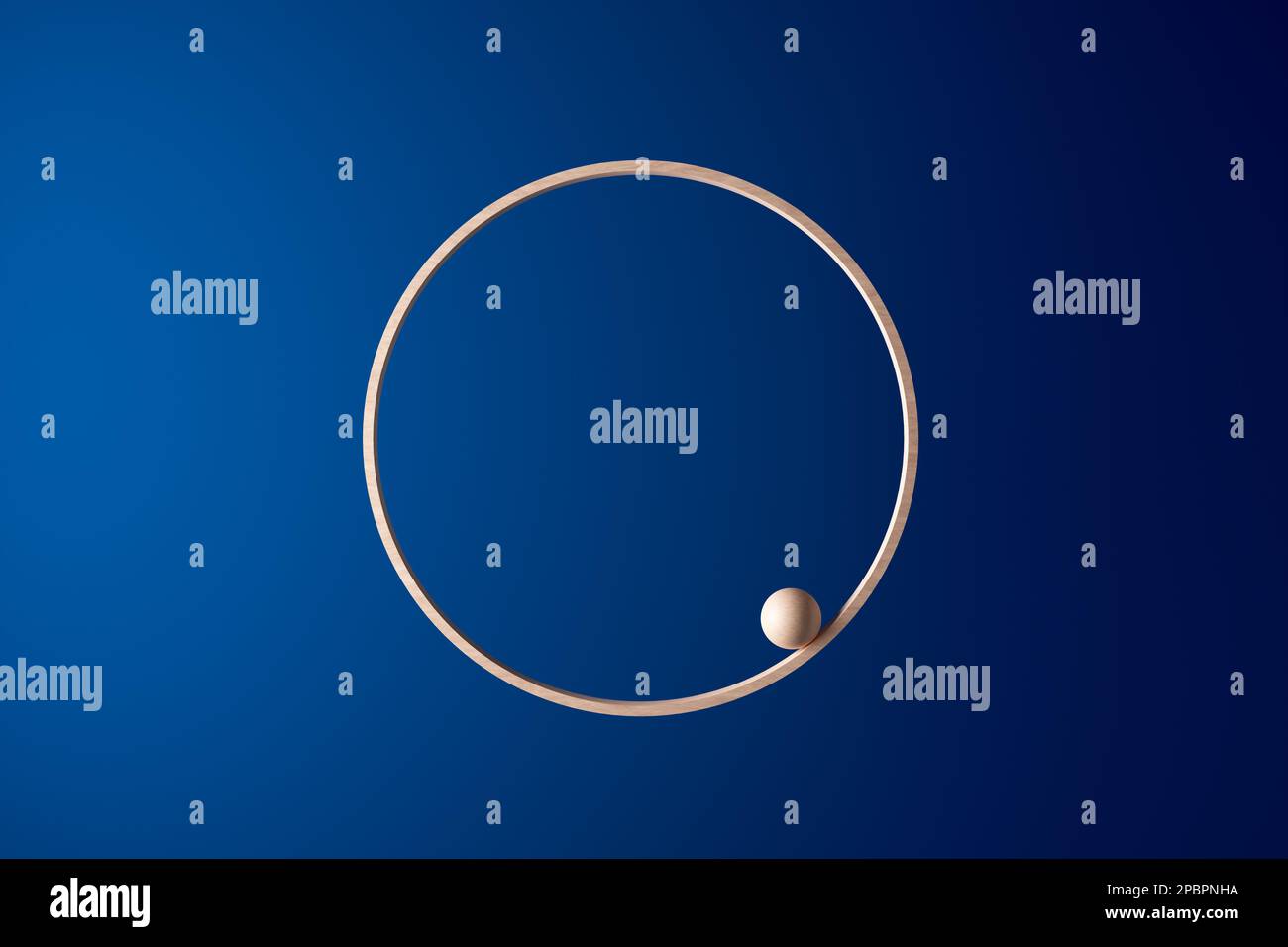 Vicious cycle or circle concept. Wooden sphere and circle levitation ...