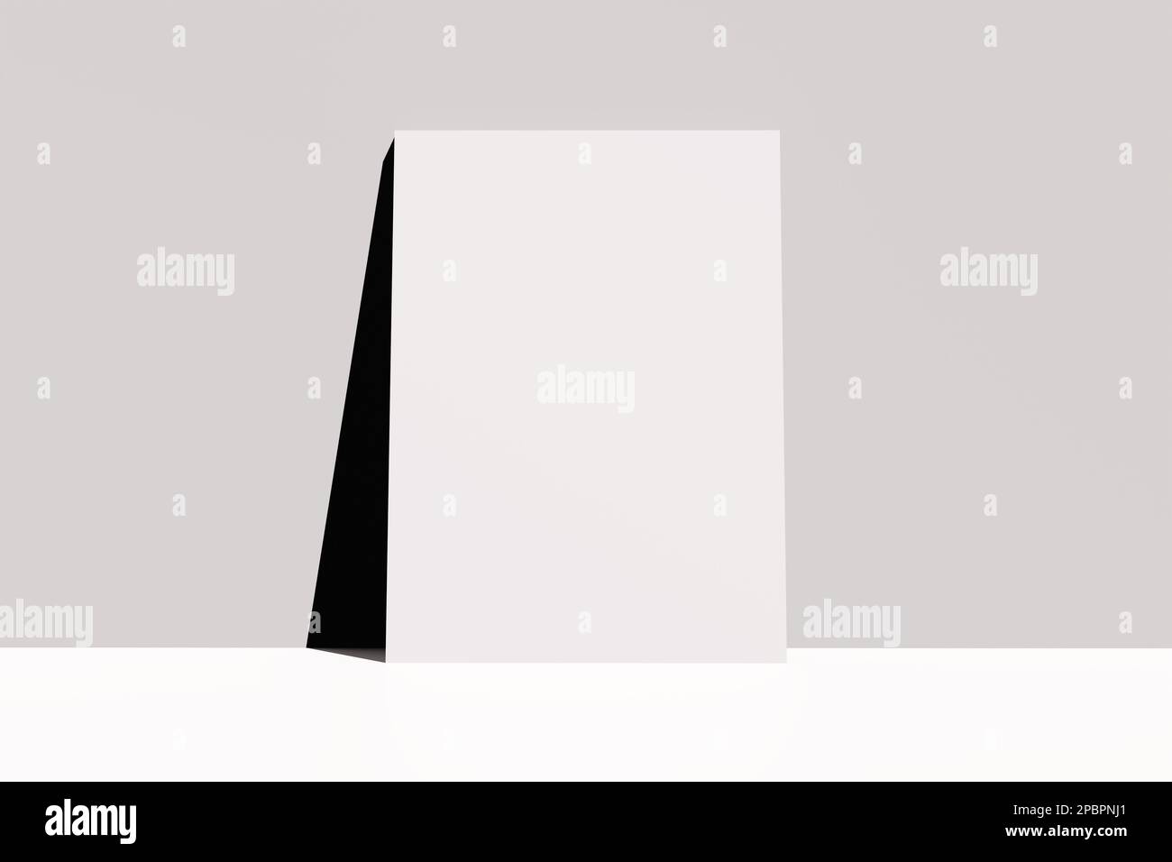 Empty blank white poster leaning on a wall. Abstract minimalist mockup ...