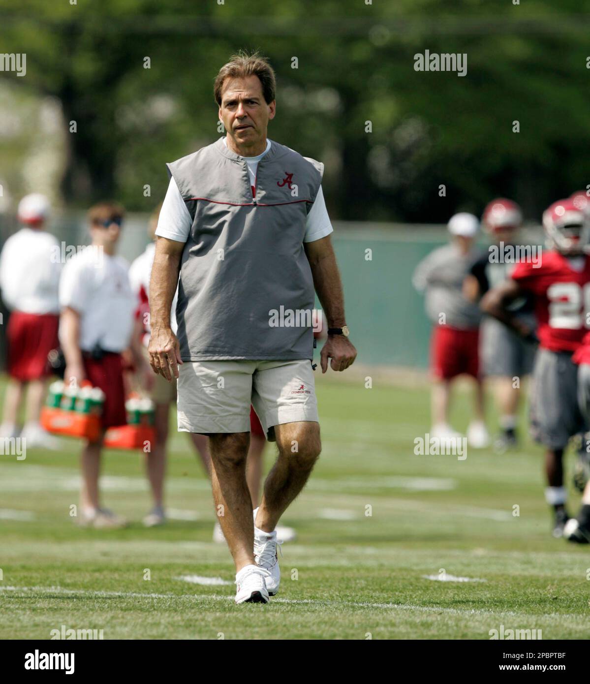 Alabama coach Nick Saban walks the field during Alabama's first ...