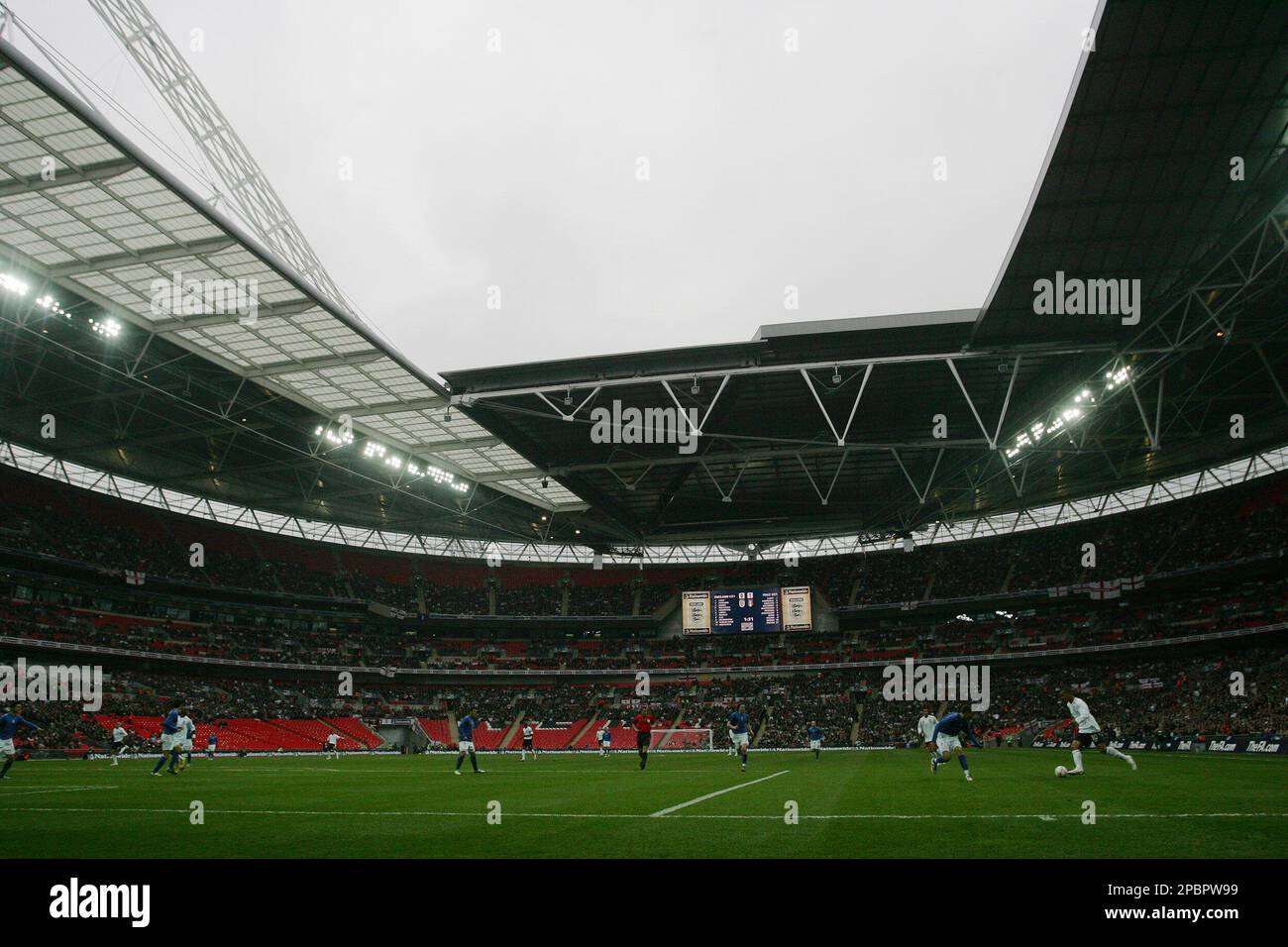 An international soccer match between England U21 and Italy U21 being ...
