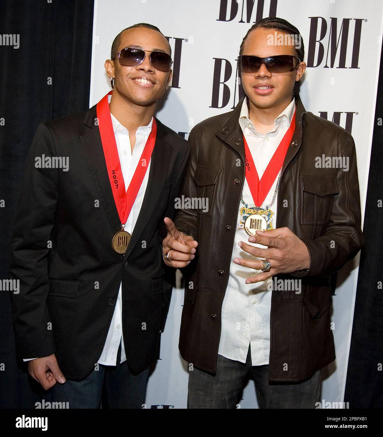 Victor Cabrera and Francisco Saldana of the group Luny Tunes arrives at ...