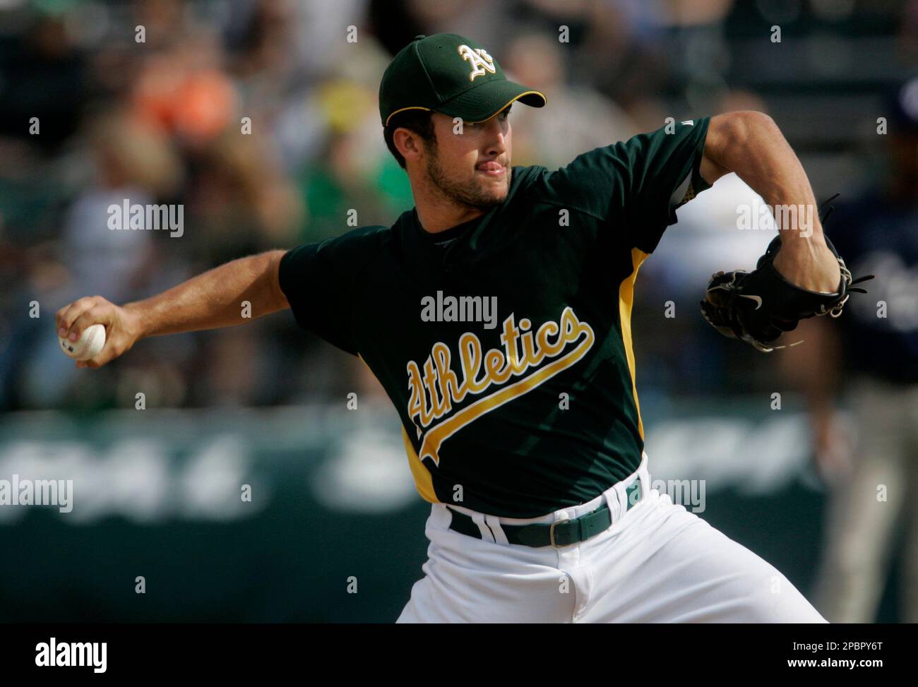 Oakland Athletics' Huston Street pitches to the San Diego Padres in the ...
