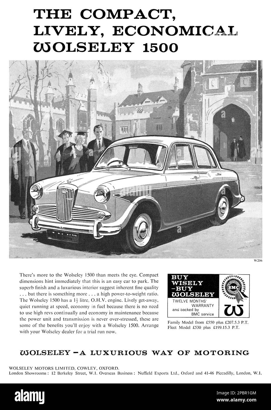 1962 British advertisement for the Wolseley 1500 motor car Stock Photo ...