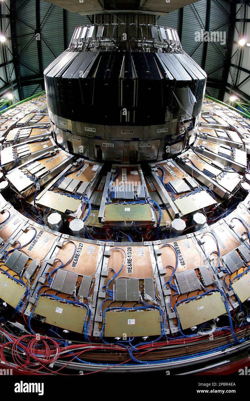 Picture shows the magnet core of the world's largest superconducting ...