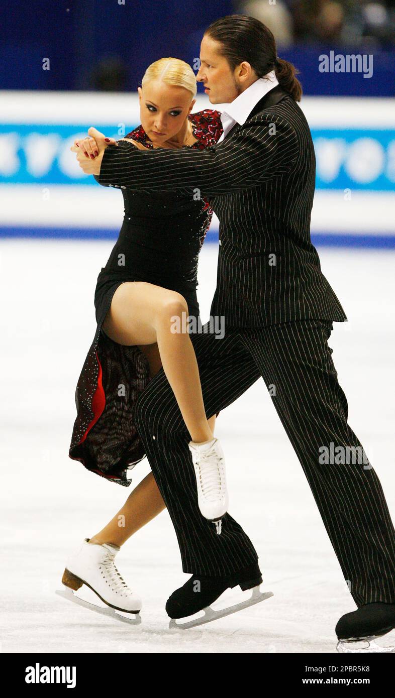 Oksana Domnina, left and her partner Maxim Shabalin from Russia compete ...