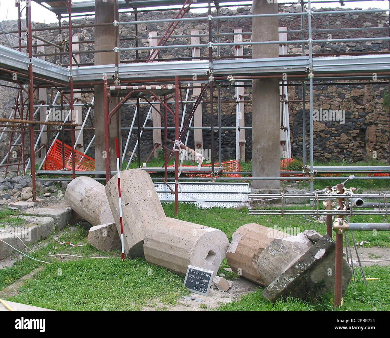 A huge column in the garden of an ancient Roman villa at Pompeii was ...
