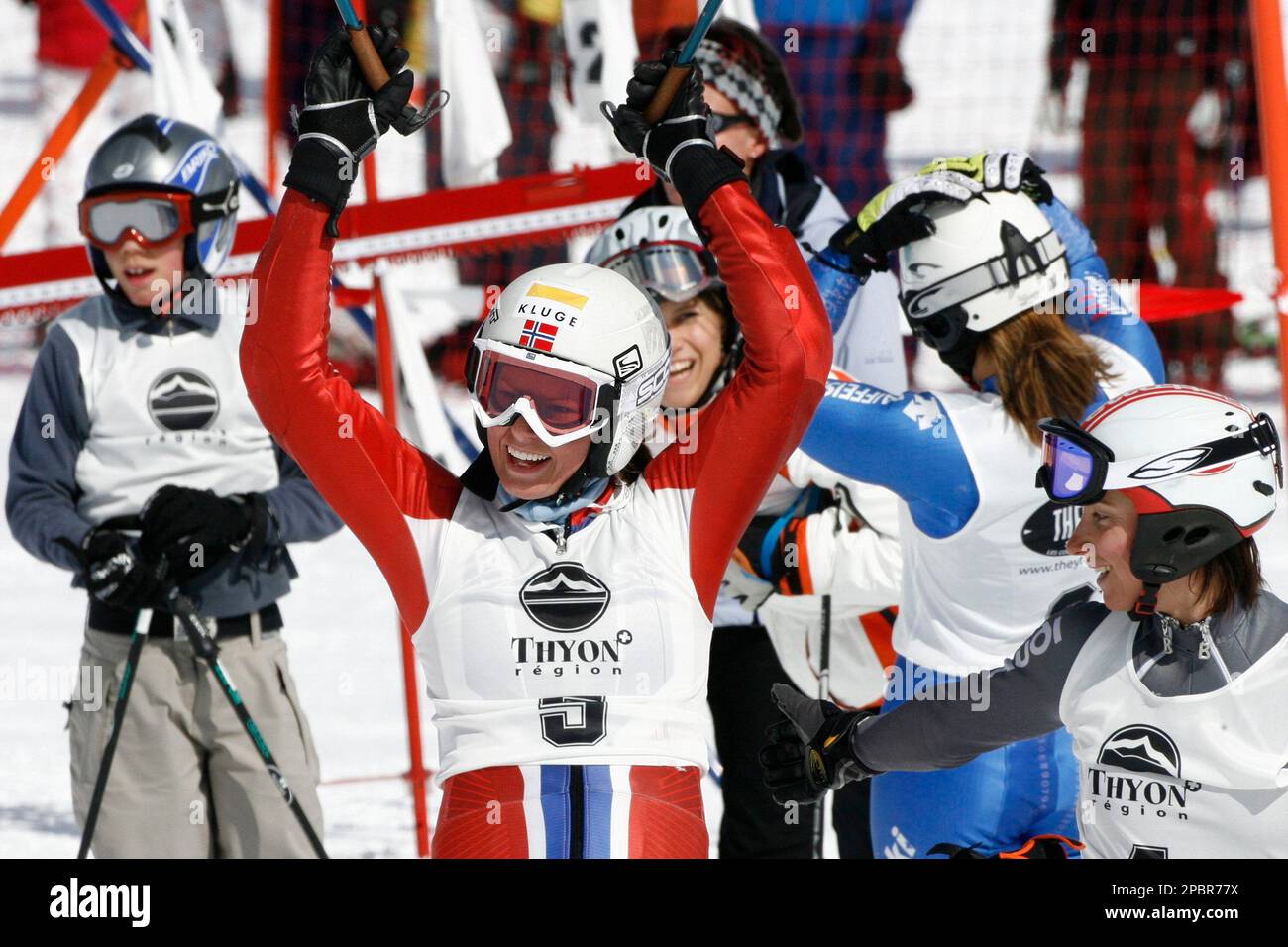 Gold medalist Sigrid Rykhus of Norway celebrates her victory after the ...