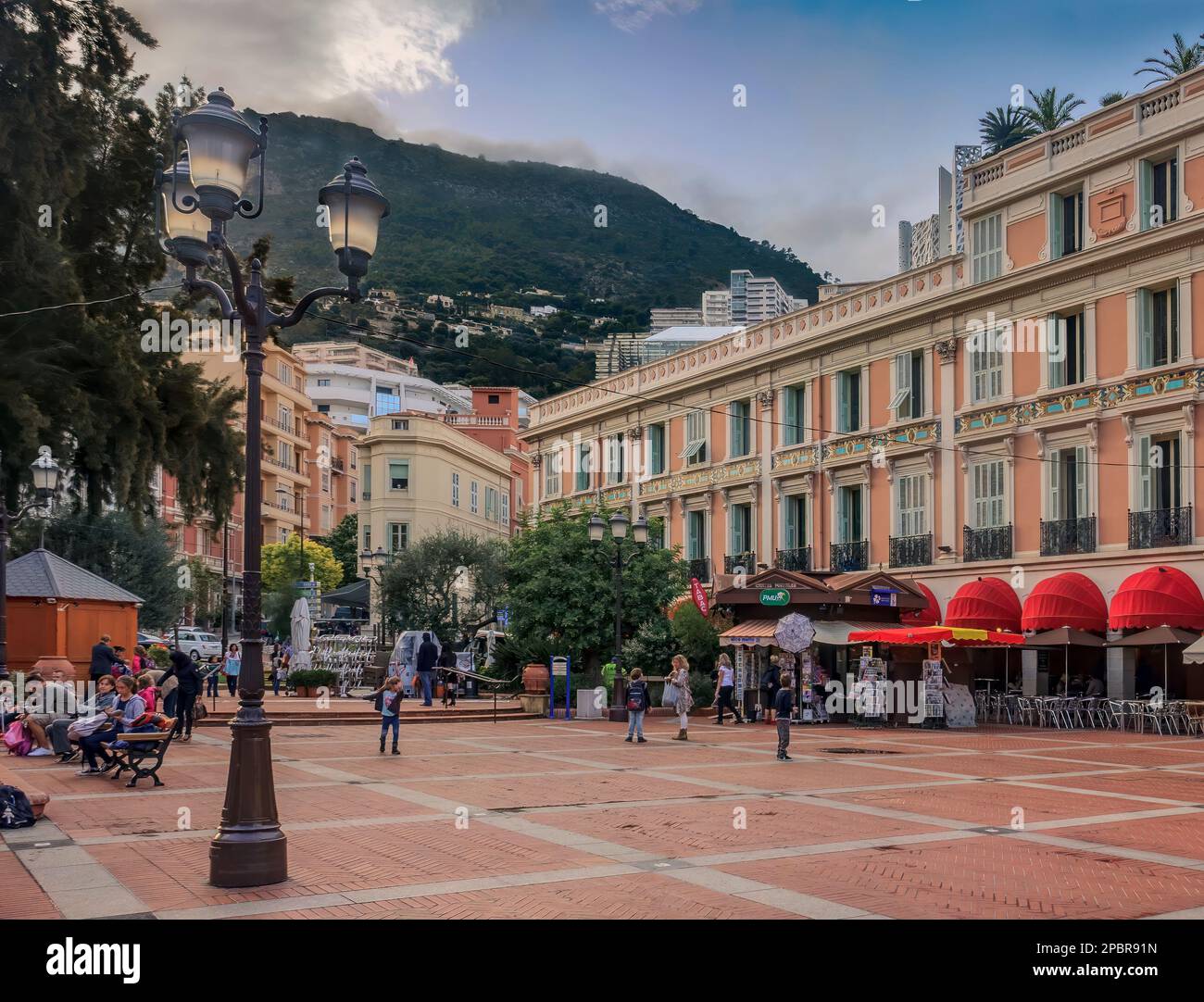 Monaco Ville, Monaco - October 13, 2013: Place d Armes square in Monaco ...