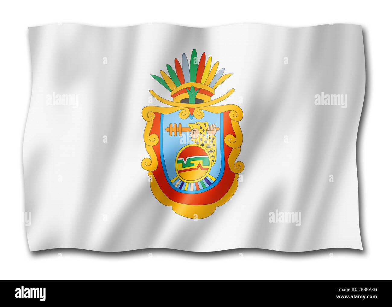 Guerrero state flag, Mexico waving banner collection. 3D illustration ...