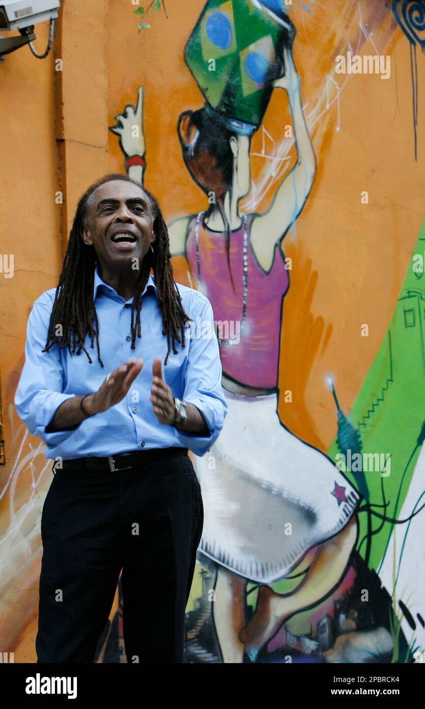 Brazil's singer Gilberto Gil poses for a photo during an interview with ...