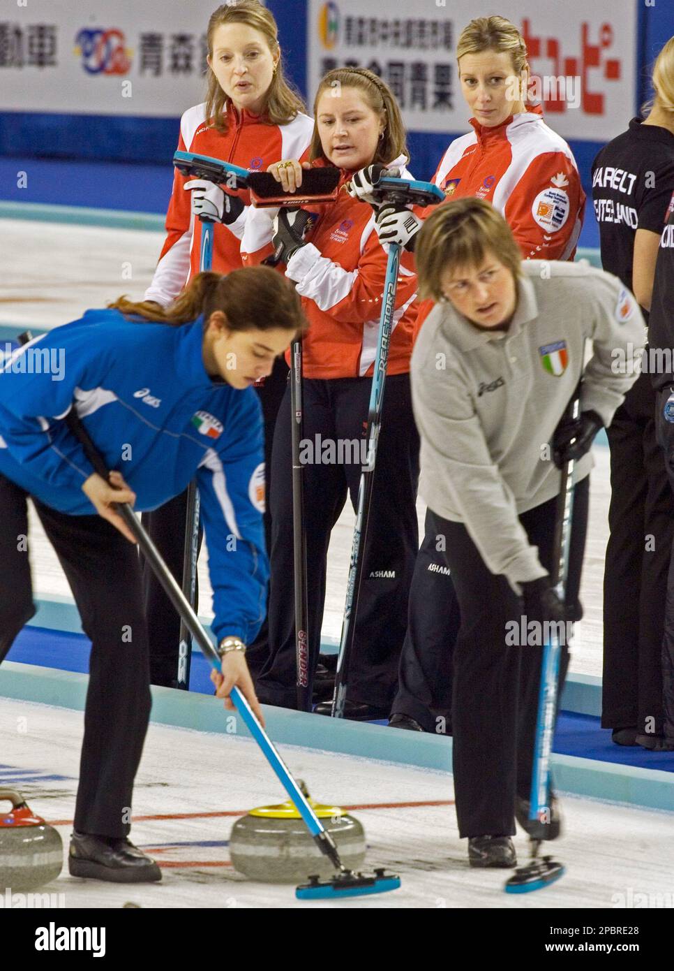 Team Canada skip Kelly Scott, flanked by Renee Simons, left, and Sasha ...