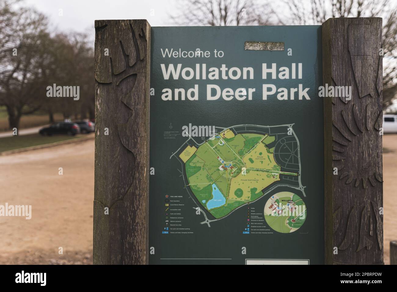 02.28.2023. Wollaton Hall, UK - closeup view of a map of Wollaton Hall ...