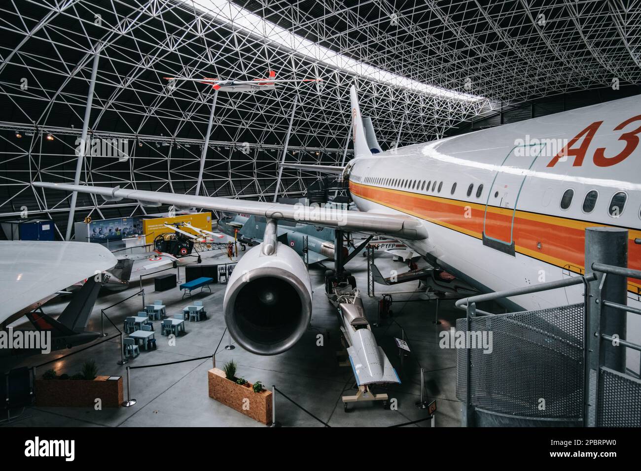 Wing and fuselage of the Airbus A300 aircraft at the Aeroscopia museum ...