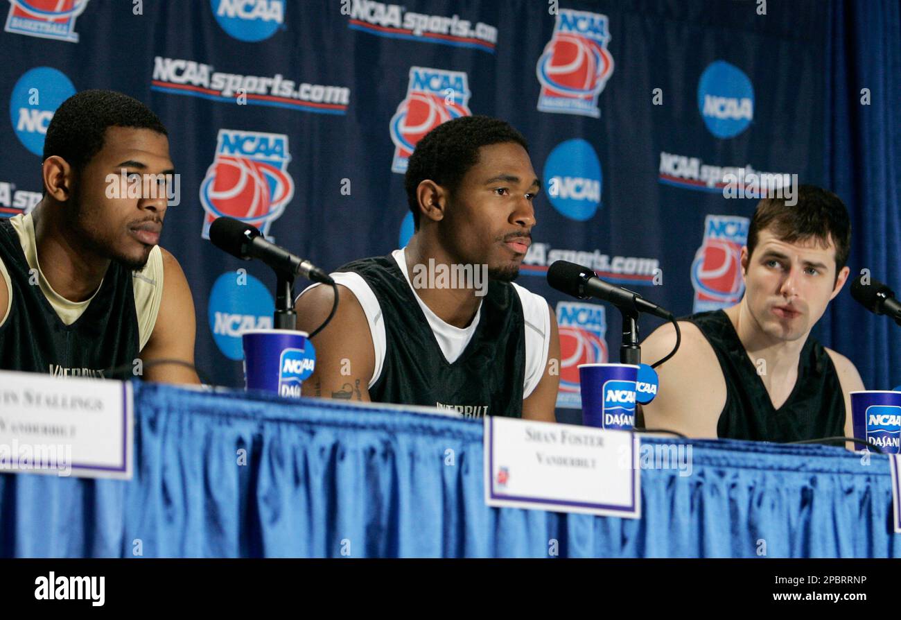 From left, Vanderbilt guard Shan Foster, guard Derrick Byars, and guard ...