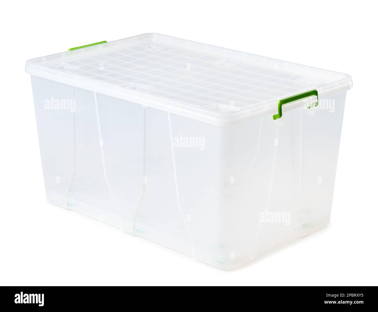 Transparent plastic box isolated on white background Stock Photo - Alamy