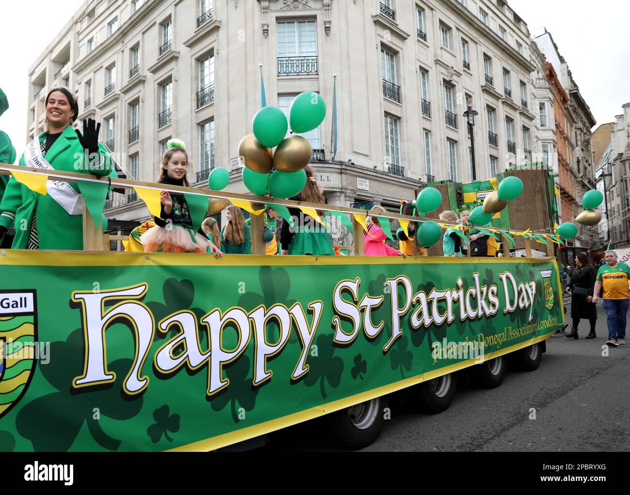 London, Britain. 12th Mar, 2023. People attend the St. Patrick's Day ...