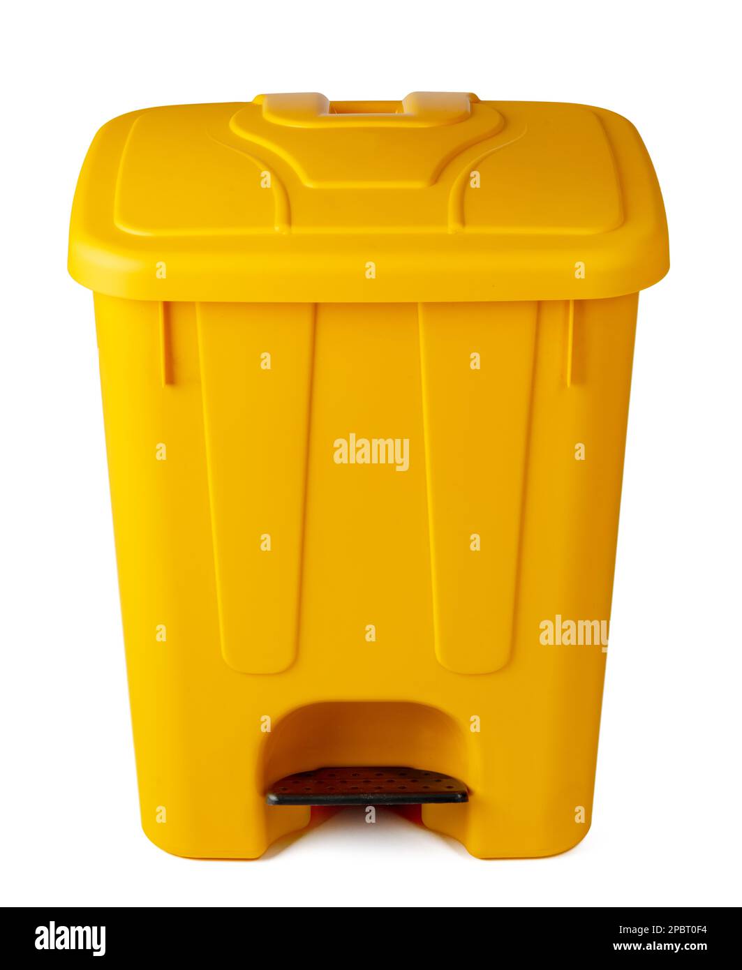 Yellow plastic waste bin isolated on white Stock Photo - Alamy