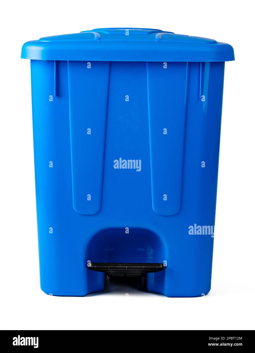 Blue plastic waste bin isolated on white Stock Photo - Alamy
