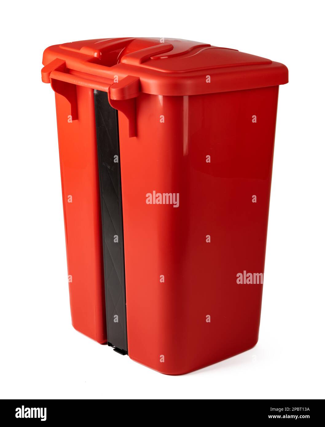 A red recycle bin isolated on white background Stock Photo - Alamy