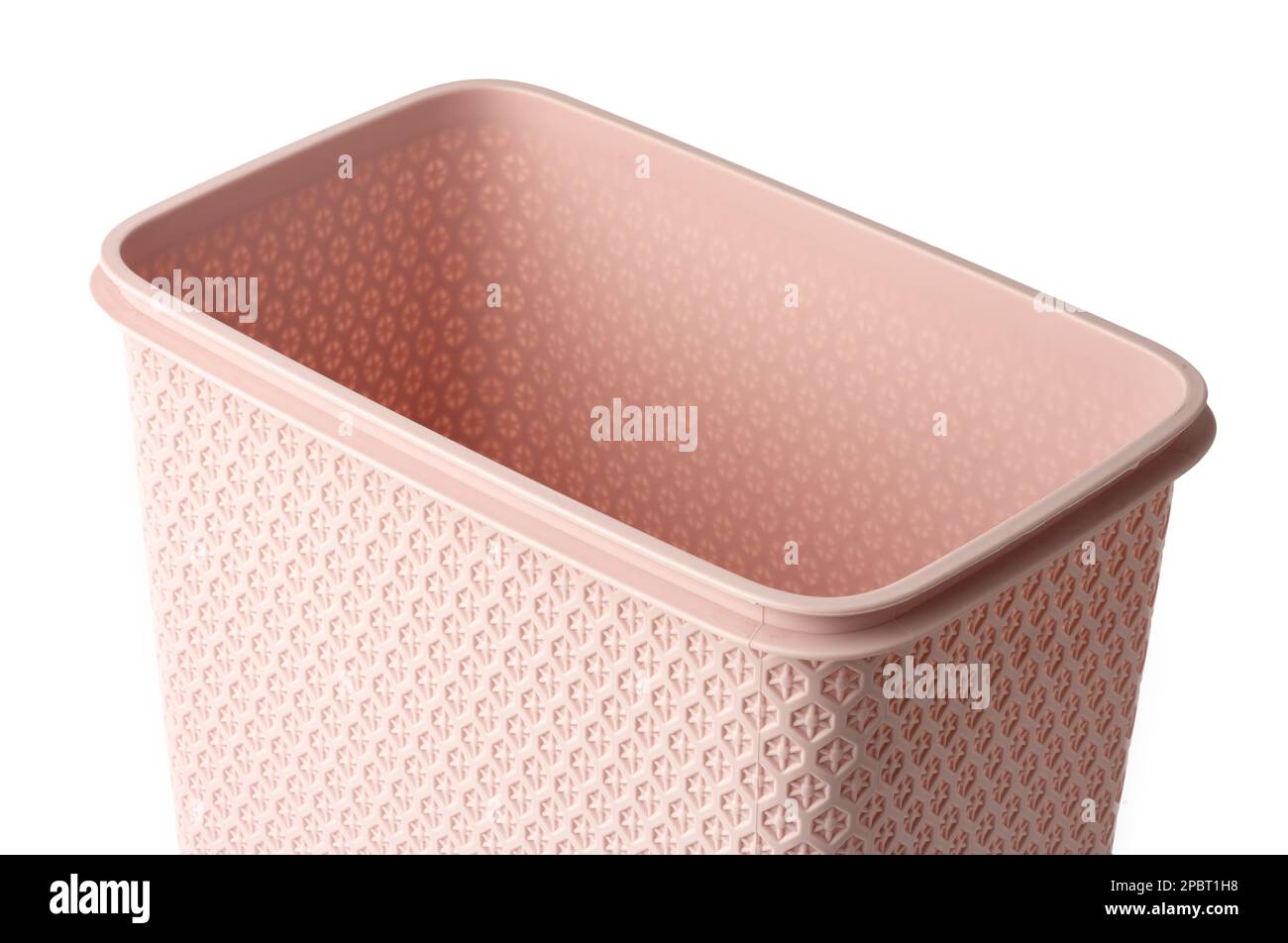 Simple plastic trash can isolated on white background Stock Photo - Alamy