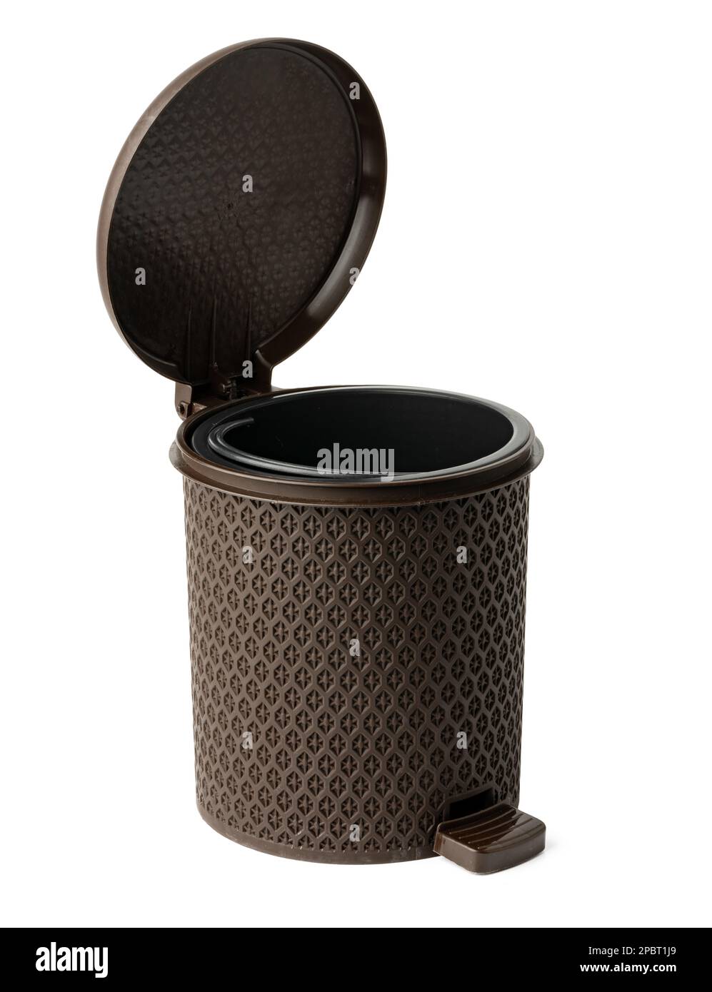 Plastic trash can with lid on white background Stock Photo - Alamy