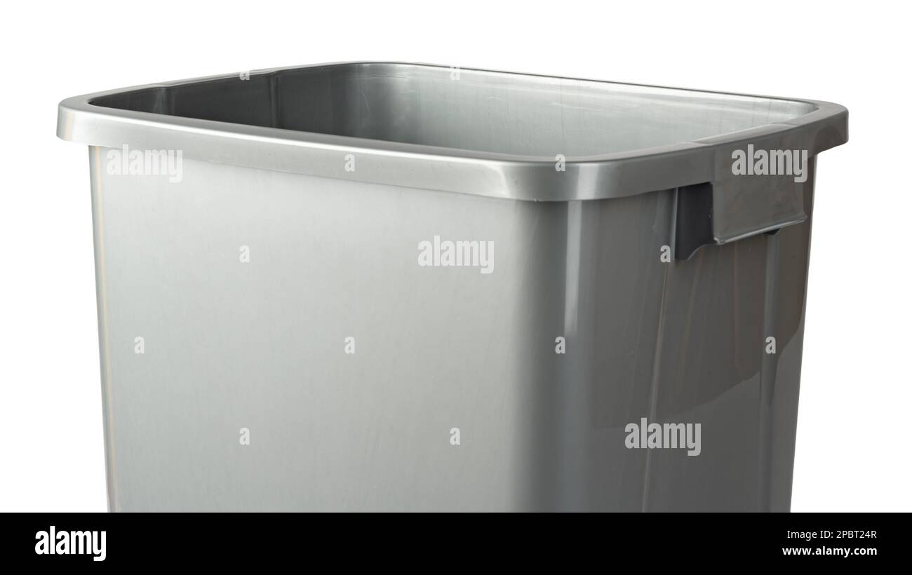 Gray plastic waste bin isolated on white Stock Photo - Alamy