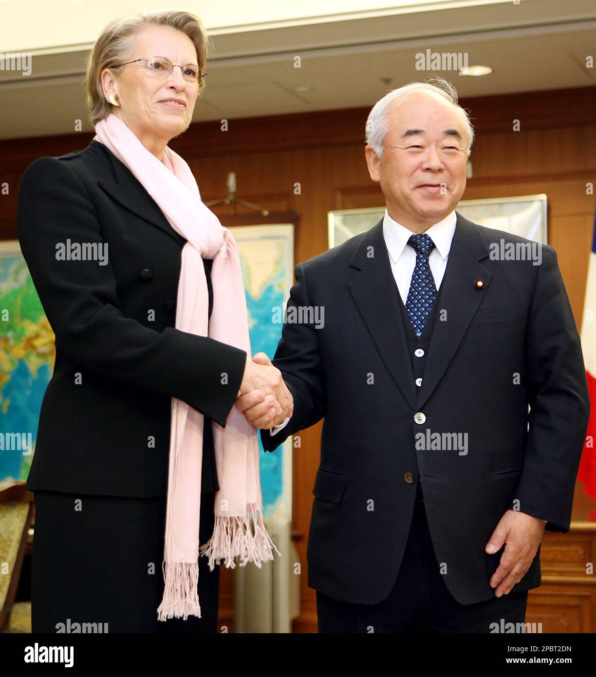 French Defense Minister Michele Alliot-Marie, left, and her Japanese ...