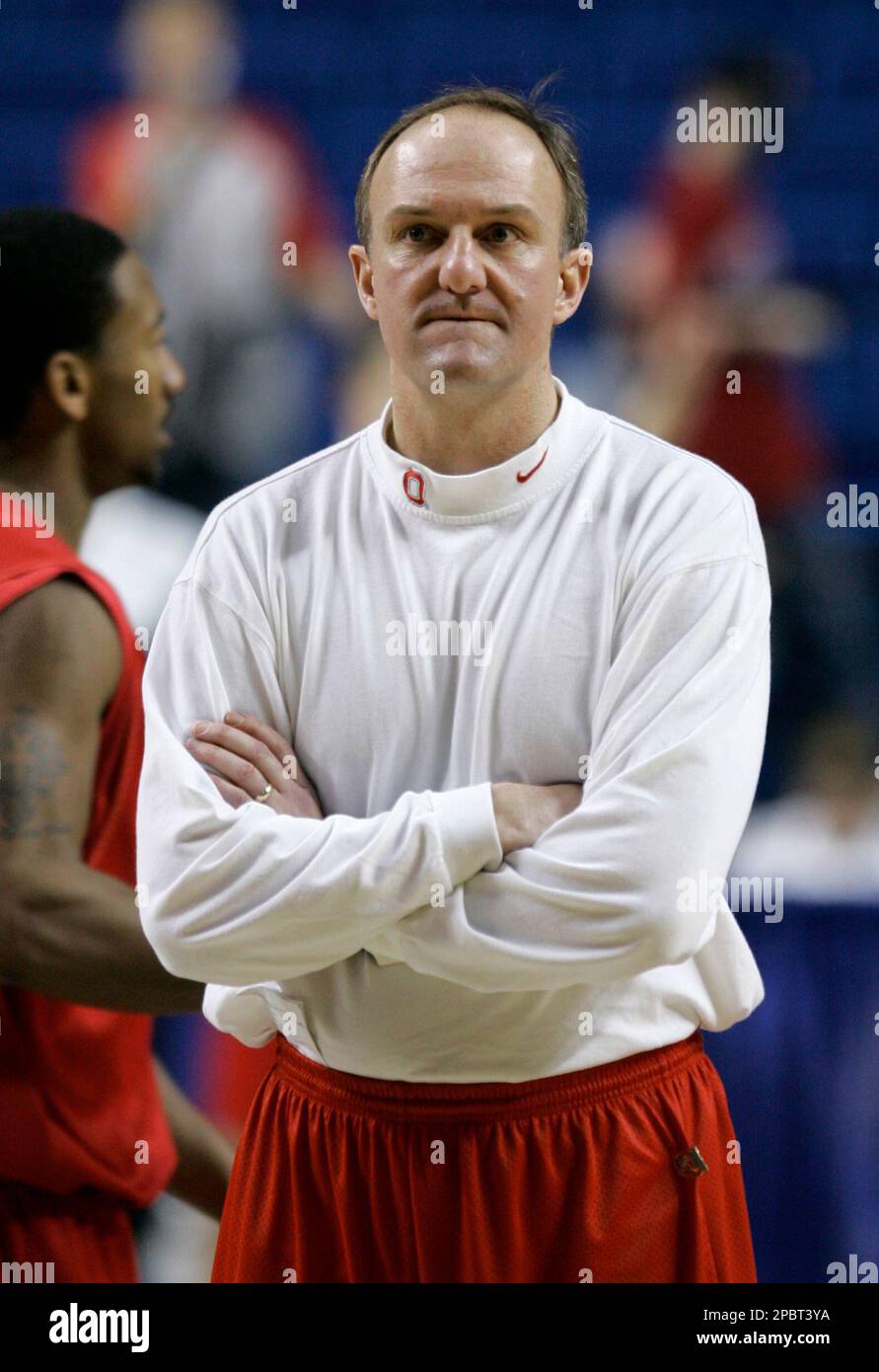 Ohio State coach Thad Matta watches his team during a practice in ...