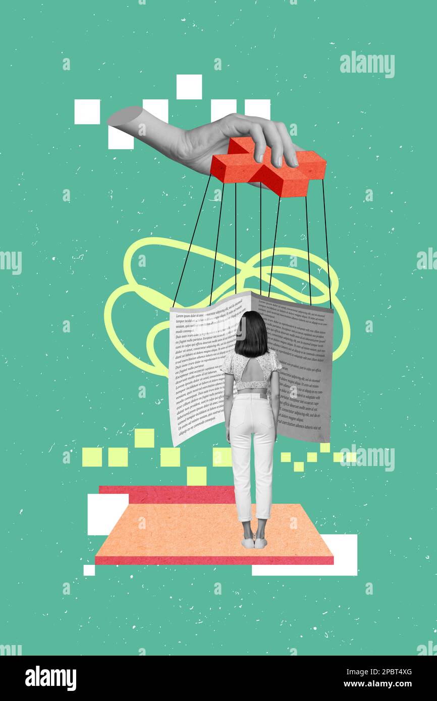 Exclusive magazine picture sketch collage image of arms holding hanging ...