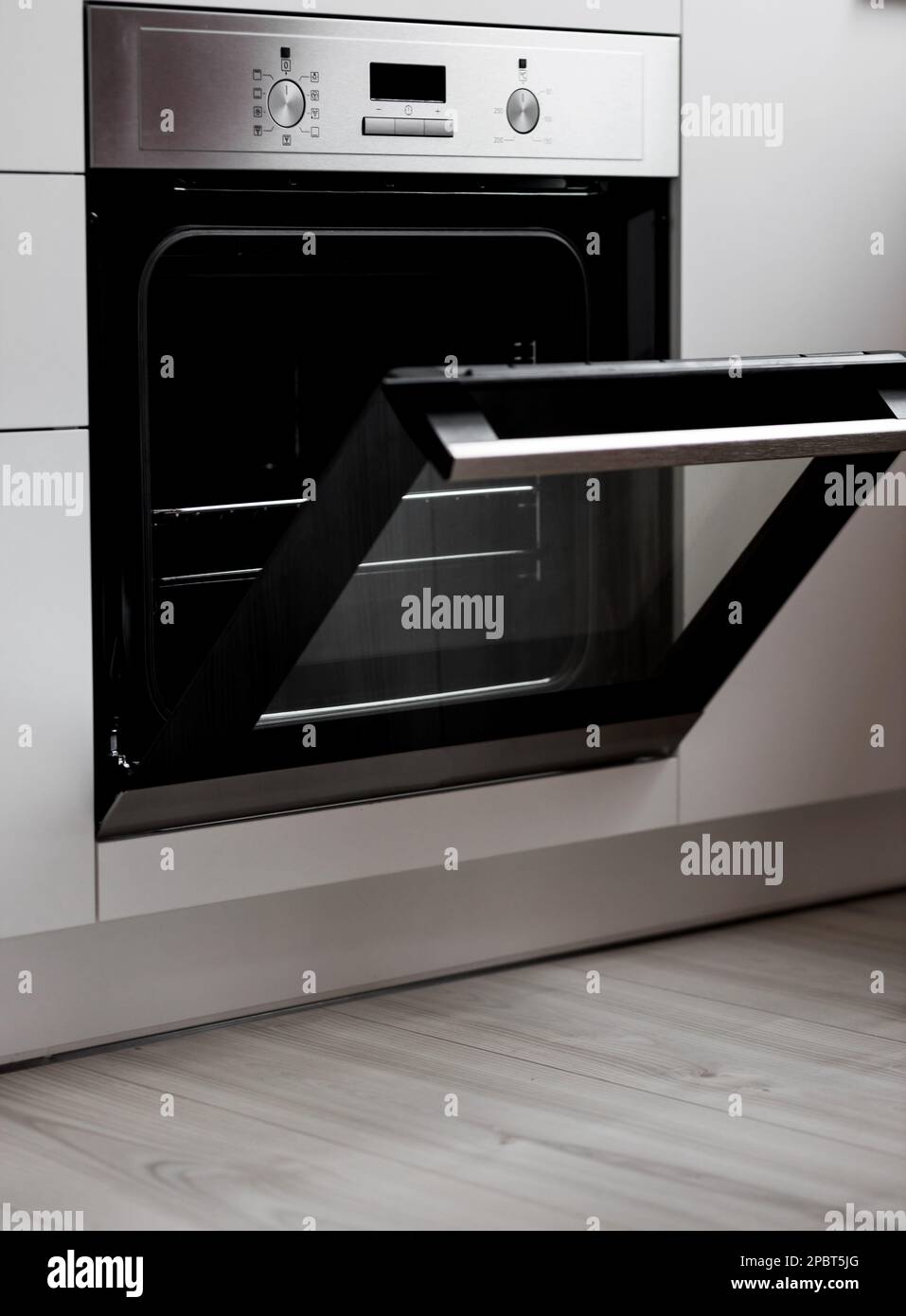 New open electric oven in kitchen. built-in household appliances Stock ...