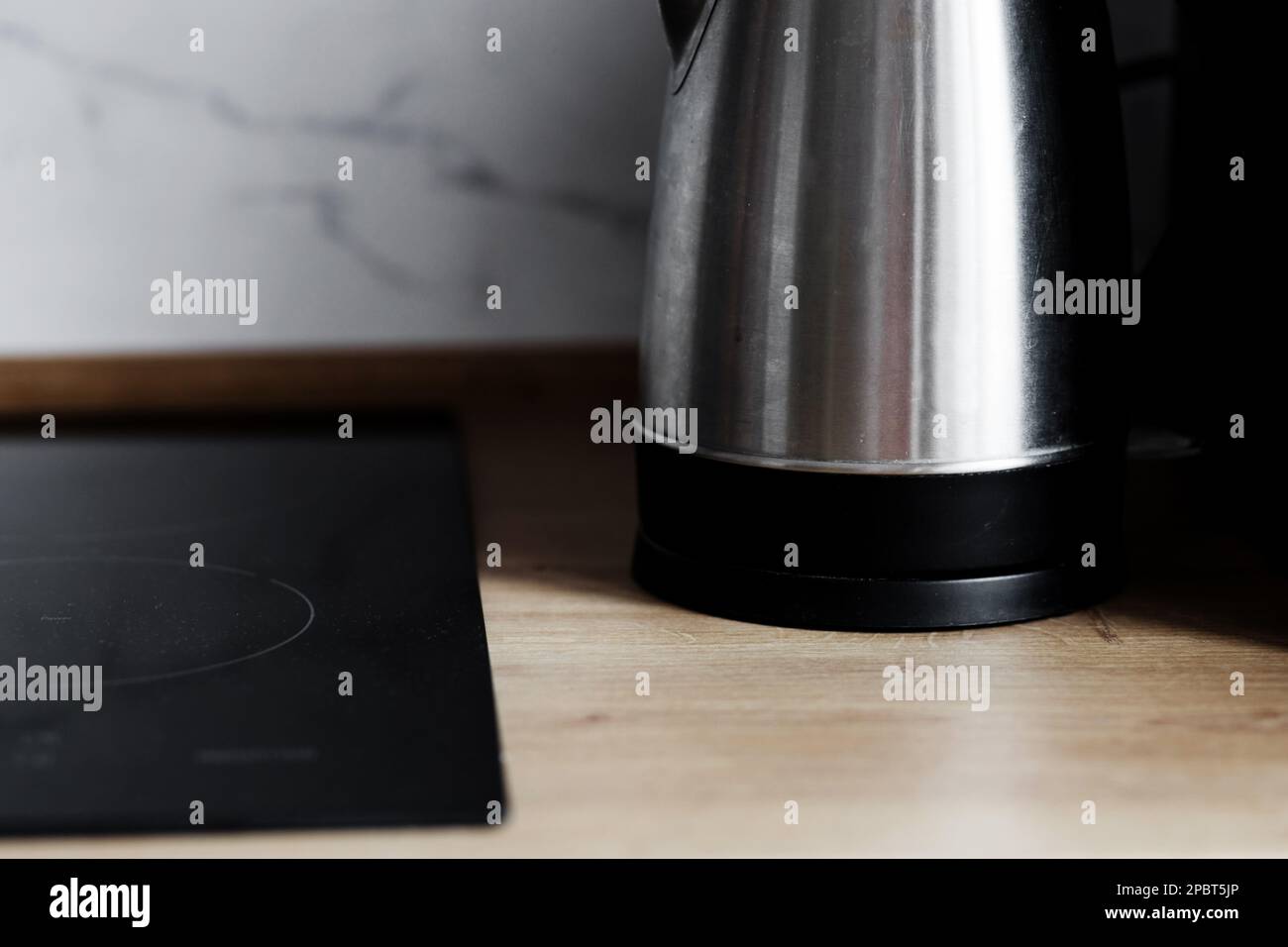 metal electric kettle. Modern Kettle in kitchen Stock Photo - Alamy
