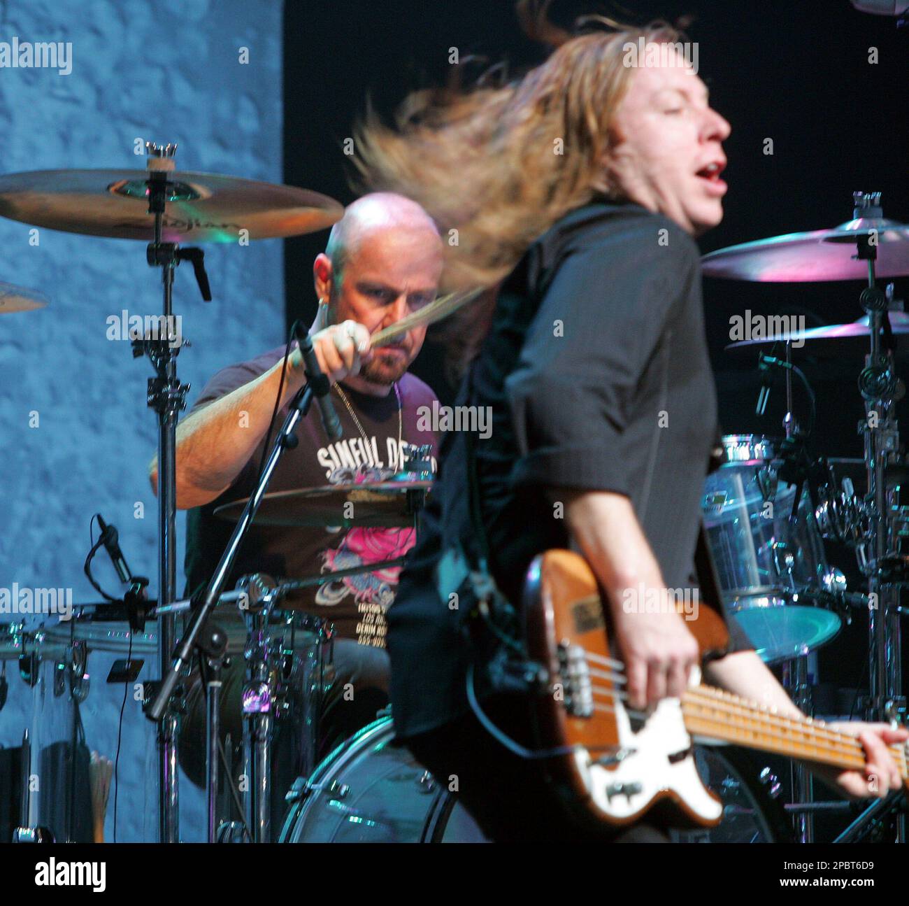 Drummer Jason Bonham performs with basist Jeff Pilson during U.S. rock ...