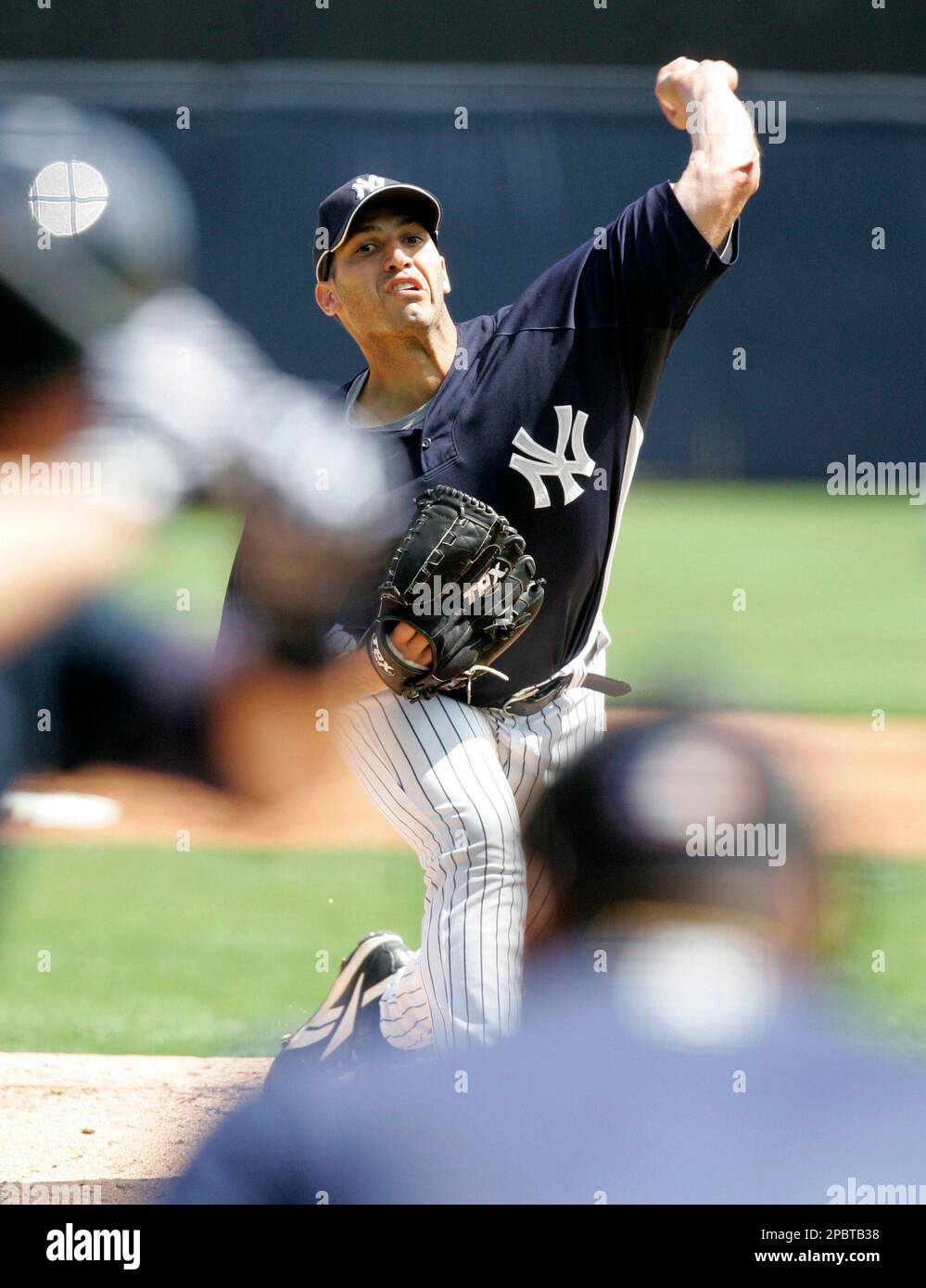 New York Yankees pitcher Andy Pettitte throws during the third inning ...