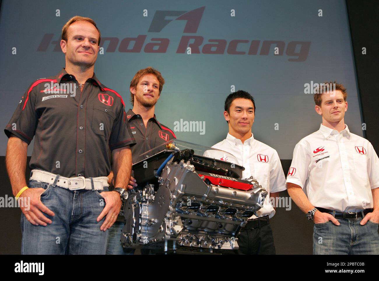 From left: Honda Racing F1 team drivers, Brazil's Rubens Barrichello ...