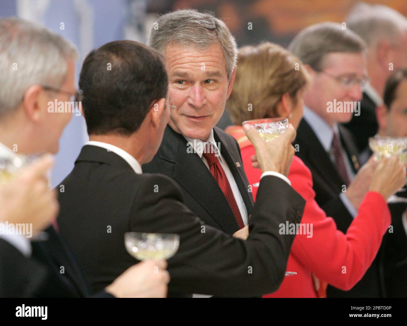 U.S. President George W. Bush is seen during a toast at Colombia's ...
