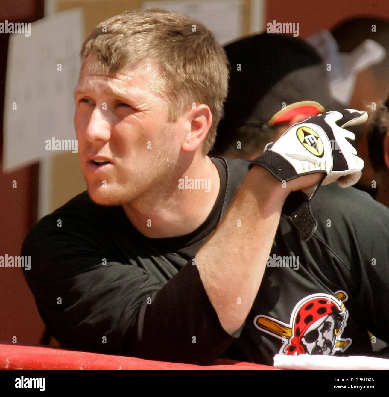 Pittsburgh Pirates' Jason Bay stands in the dugout during spring ...