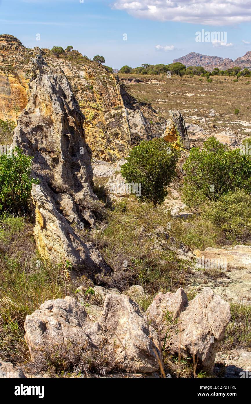 Isalo National Park in Ihorombe Region. Wilderness landscape with water ...