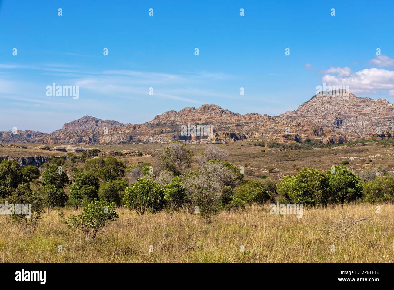 Isalo National Park in Ihorombe Region. Wilderness landscape with water ...