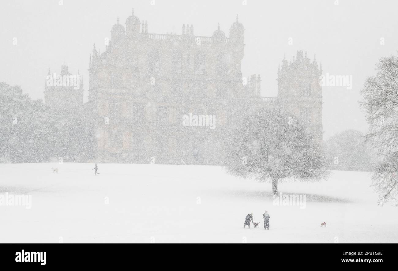 Heavy snow at Wollaton Park in Nottingham, Nottinghamshire England UK ...