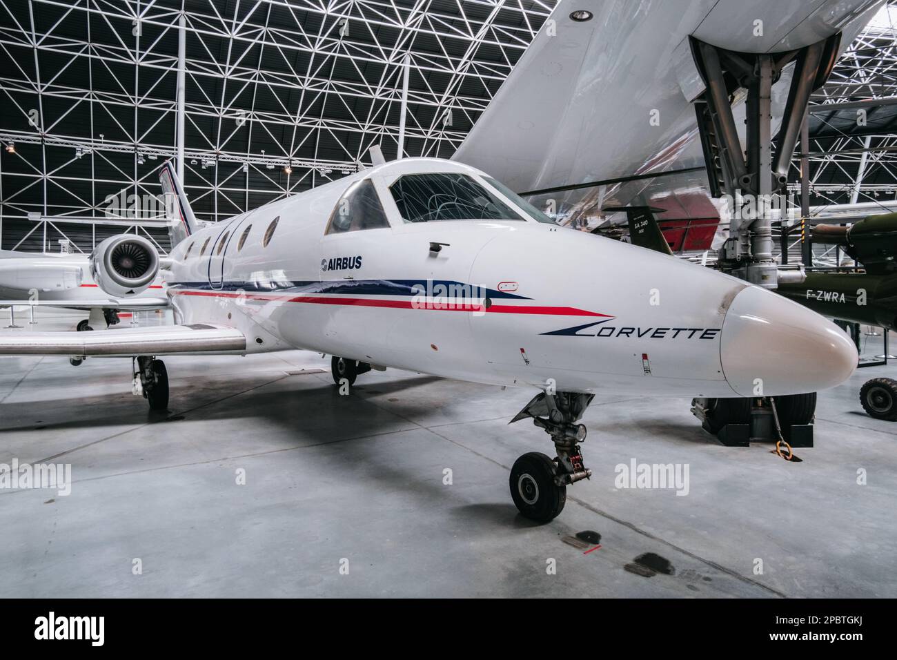 Corvette SN60 business jet in the Aeroscopia museum of Toulouse, in the ...