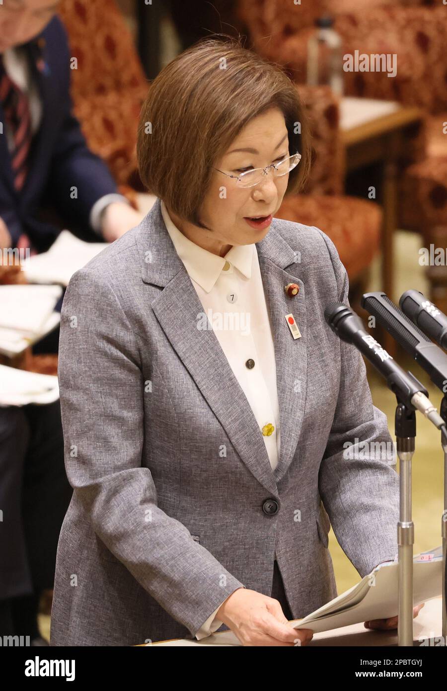 Tokyo, Japan. 13th Mar, 2023. Japanese Education Minister Keiko Nagaoka answers a question at ...