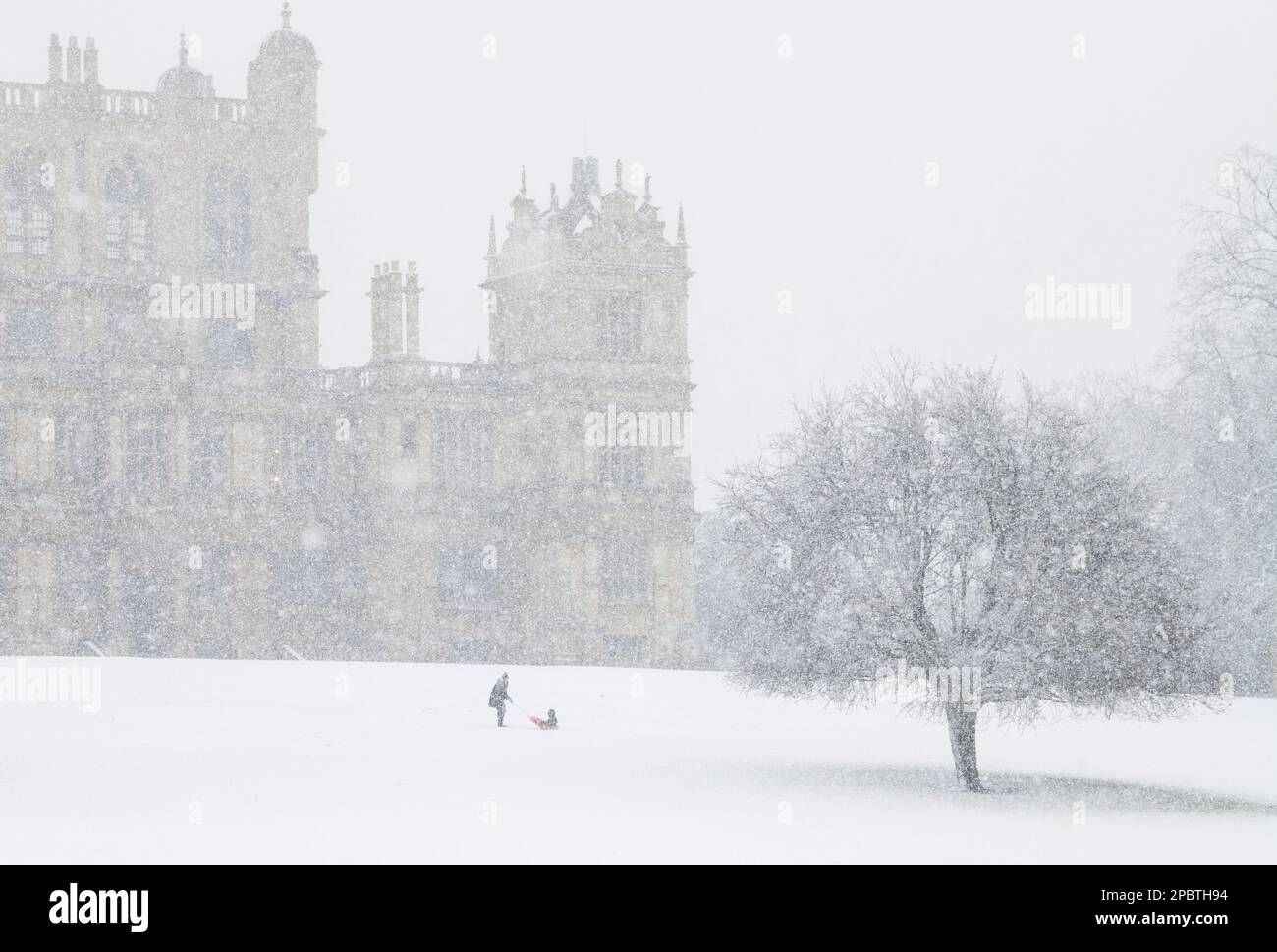 Heavy snow at Wollaton Park in Nottingham, Nottinghamshire England UK ...