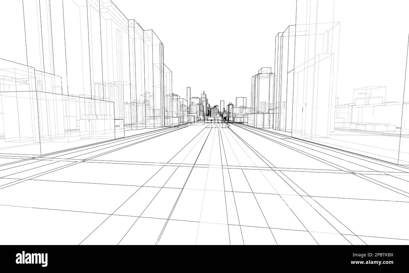 3d urban landscape. Buildings and roads Stock Photo - Alamy
