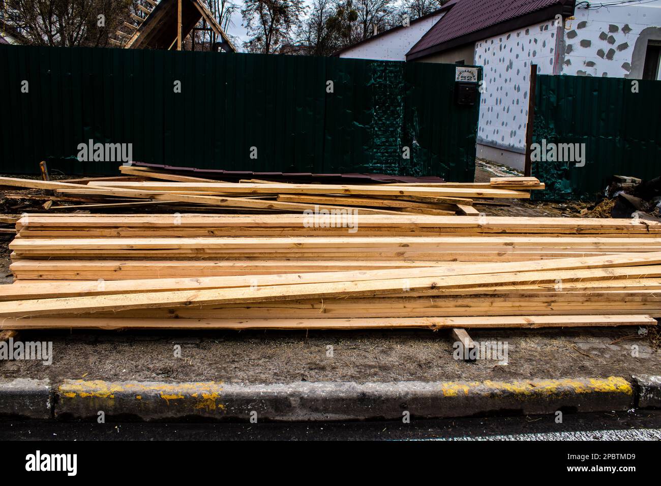 Several houses in Boucha, a Kyiv suburb, are being repaired or restored ...
