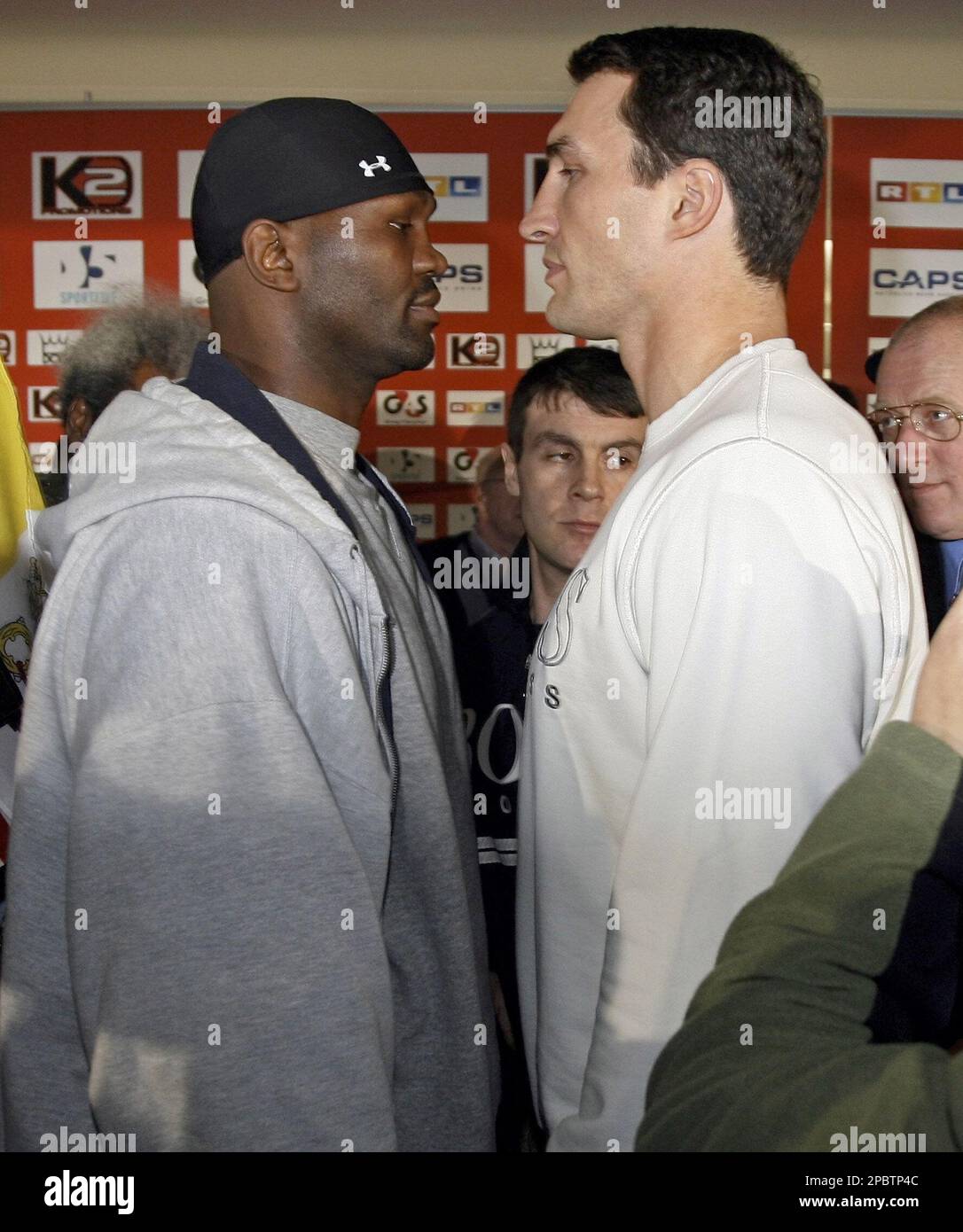 Boxer Wladimir Klitschko, right, and Ray Austin, left, during the ...