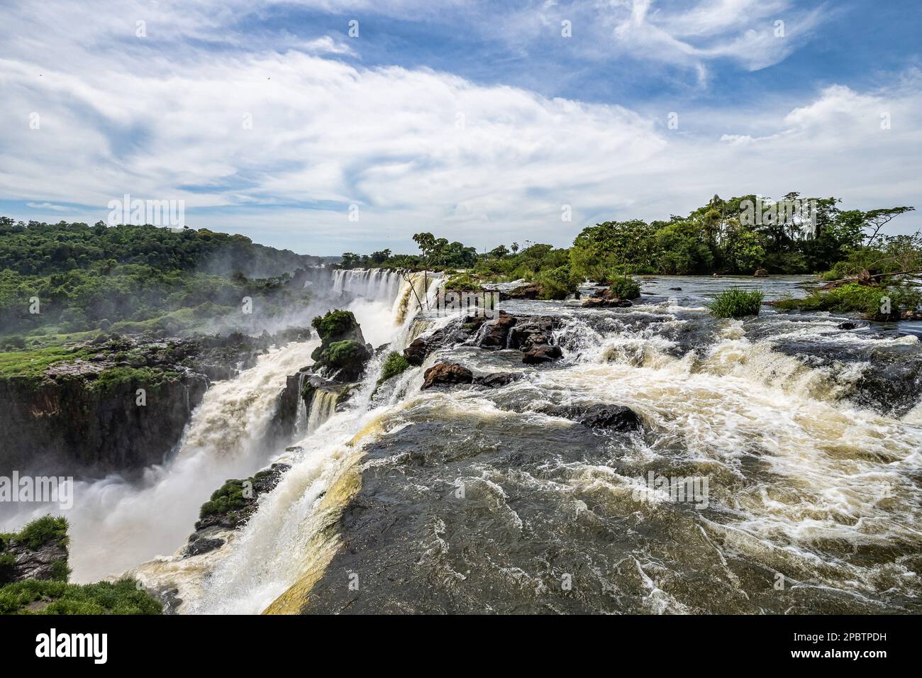 Iguazu Falls, the largest series of waterfalls of the world, located at ...