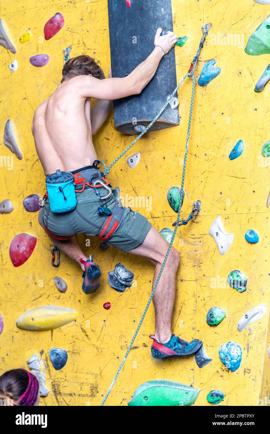 Rock climbers hand holding on hi-res stock photography and images - Alamy