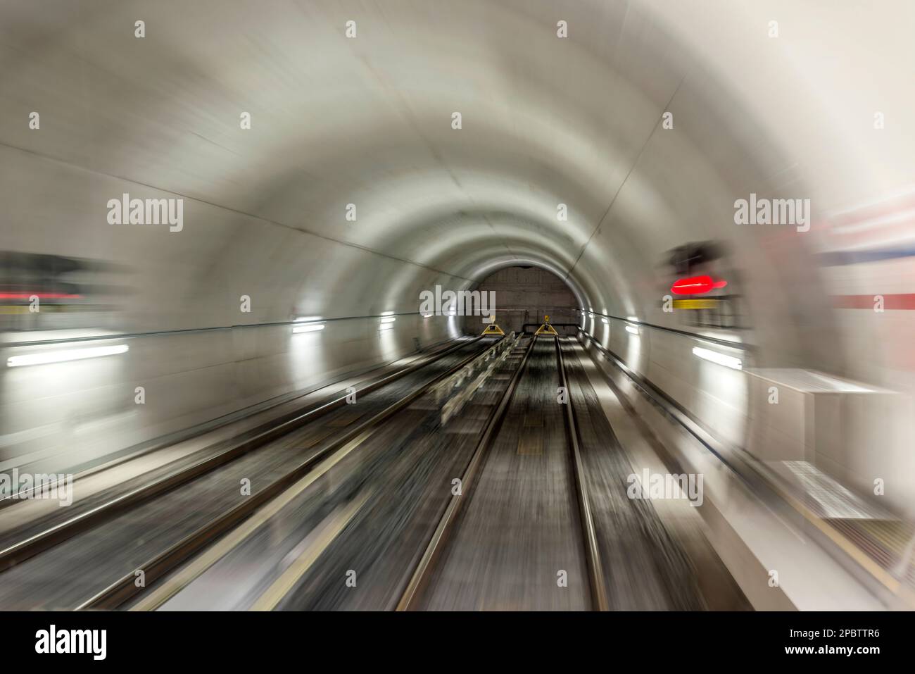 Underground train tunnel, blurred motion Stock Photo - Alamy